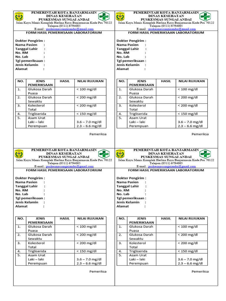 Form Hasil Lab Kimia | PDF