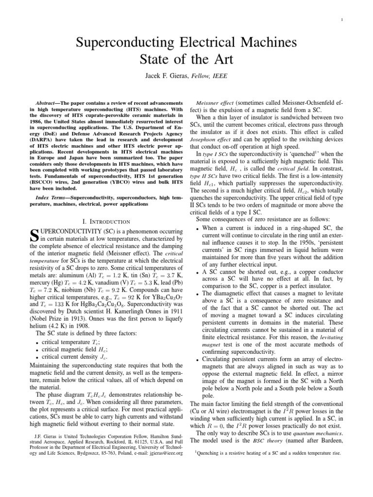 State Of Art Of Super Conductor Pdf Superconductivity Electric