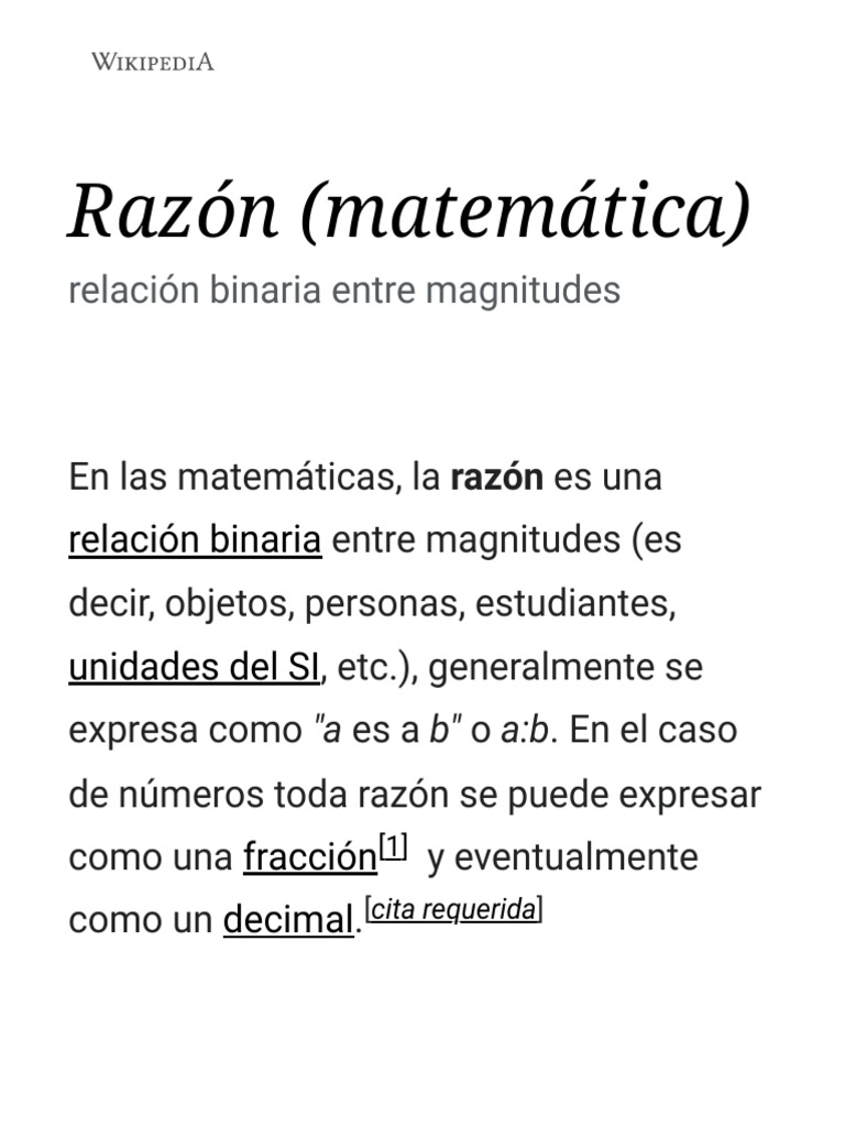 Razón (Matemática) - Wikipedia, La Enciclopedia Libre | PDF ...