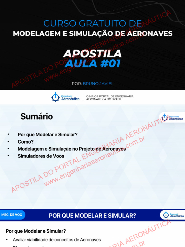 Aula 1 Curso Gratuito Modelagem E Simualacao De Aeronaves Pdf