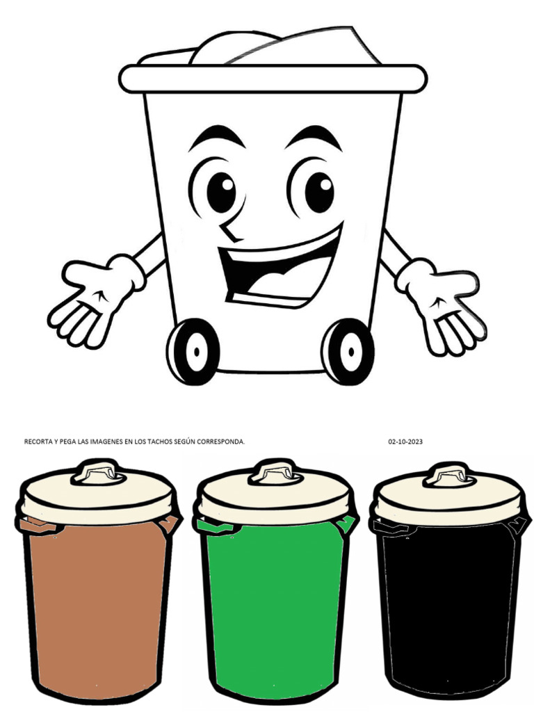 RECORTA Y PEGA LAS IMAGENES EN LOS TACHOS SEGÚN CORRESPONDA | PDF