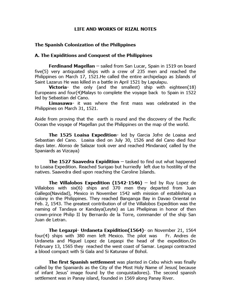 Life and Works of Rizal Notes | PDF | Age Of Enlightenment