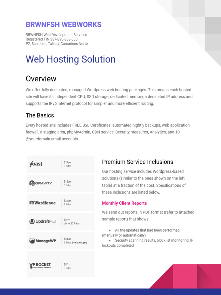 Brwnfshwebworks Hosting Solution | PDF | Internet Protocols | Information And Communications ...