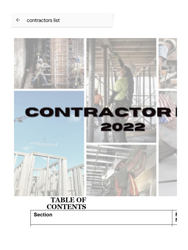 The Contractors List | PDF | Cabinetry | Decorative Arts