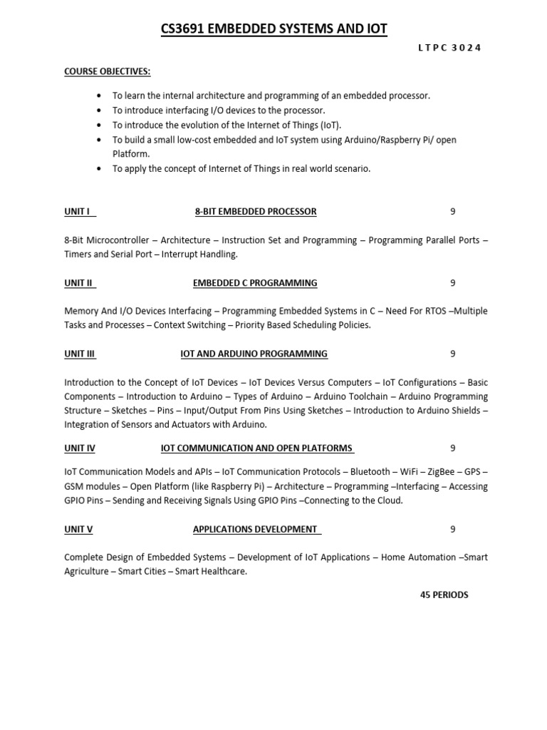 CS3691 Embedded Systems and Iot | PDF | Embedded System | Internet Of ... CS3691 Embedded Systems and Iot | PDF | Embedded System | Internet Of ...