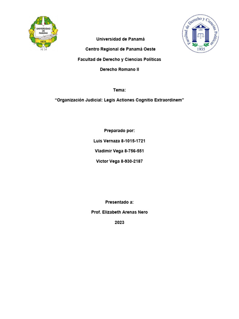 Organización Judicial - Legis Actiones Cognitio Extraordinem | PDF ...