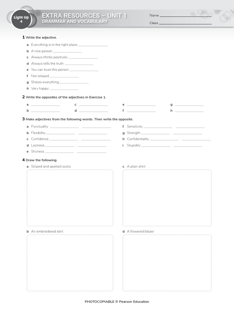 LIGHT UP 4 Unit1 | PDF | Clothing | Linguistics