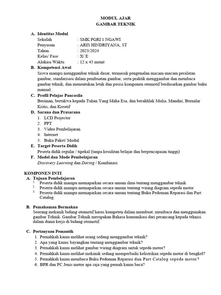 Modul Ajar 6 Gambar Teknik Pdf