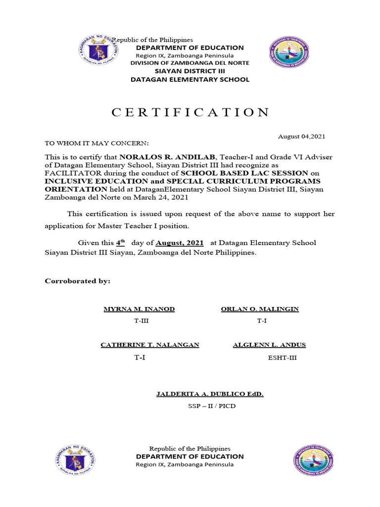 Corroboration On Facilitator | PDF