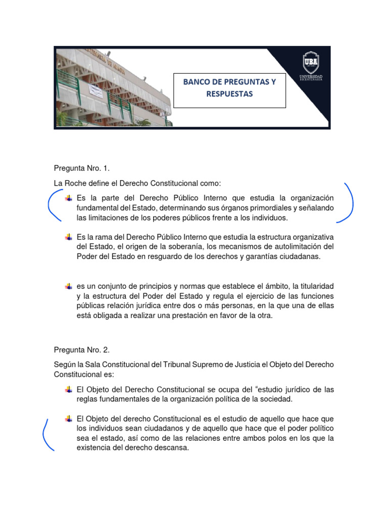 Banco de Preguntas y Respuestas | PDF | Constitución | Gobierno