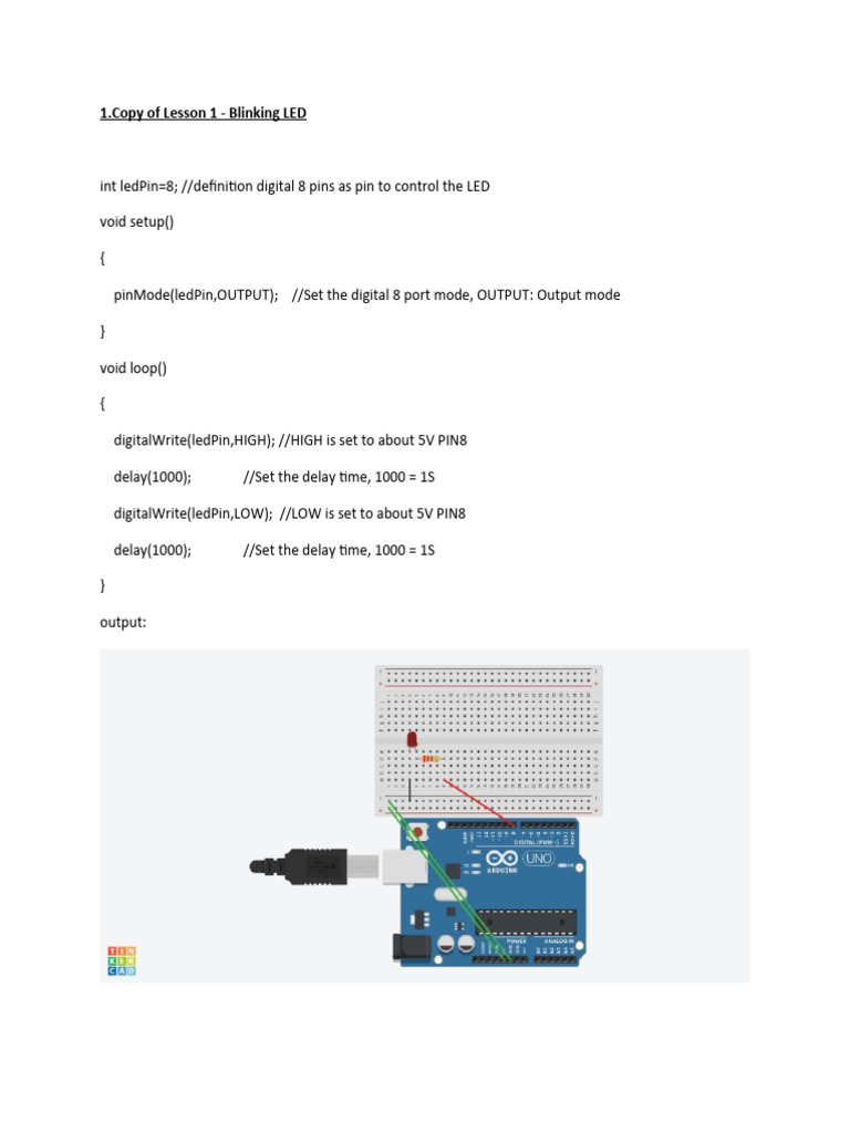 Lesson 1 - Blinking LED | PDF