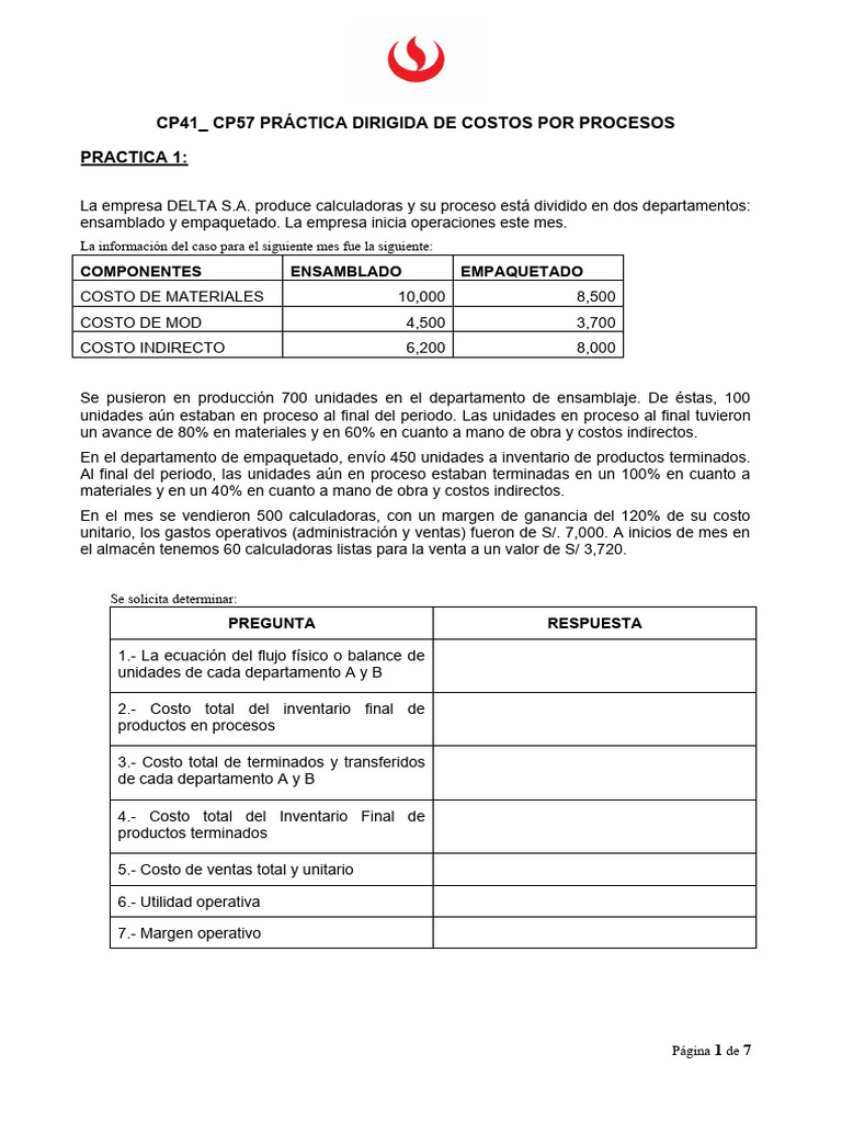 Semana 5 - Costeo Por Procesos - Delta SA. | PDF | Inventario | Contabilidad financiera