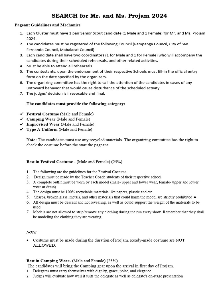 Mr.-and-Ms.-Projam-2024 | PDF | Clothing | Dress Codes