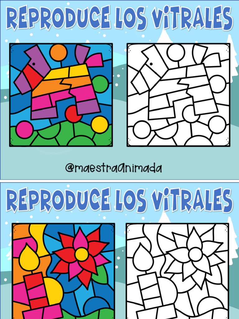 Vitrales Navideños para Colorear Recopilado Por Materiales Educativos ...