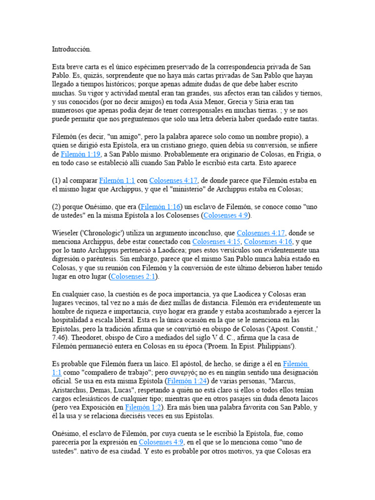 Filemon Comentario Del Pulpito | PDF | Epístola a Filemón | Pablo el ...