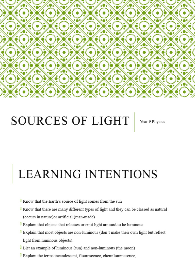 Sources of Light | PDF | Light | Radiation