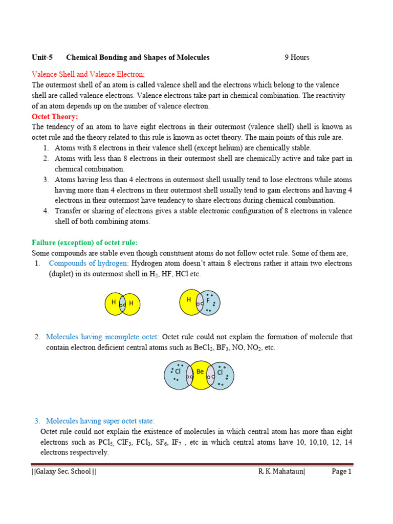 Chemical Bonding and Molecular Shapes | PDF | Ionic Bonding | Chemical Bond