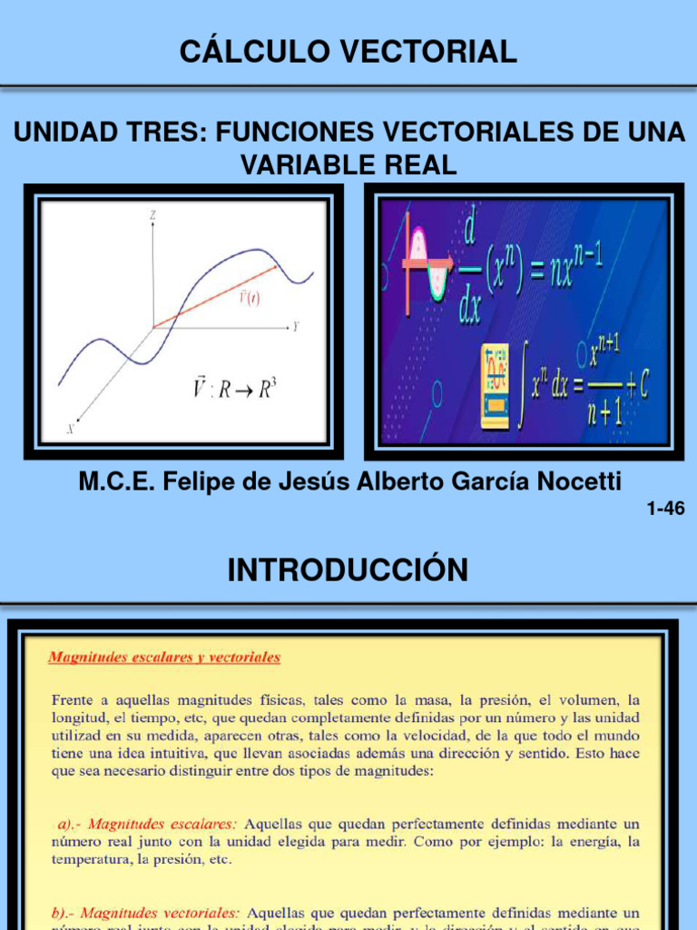 Unidad Tres Funciones Vectoriales de Una Variable Real | PDF | Logaritmo | Integral