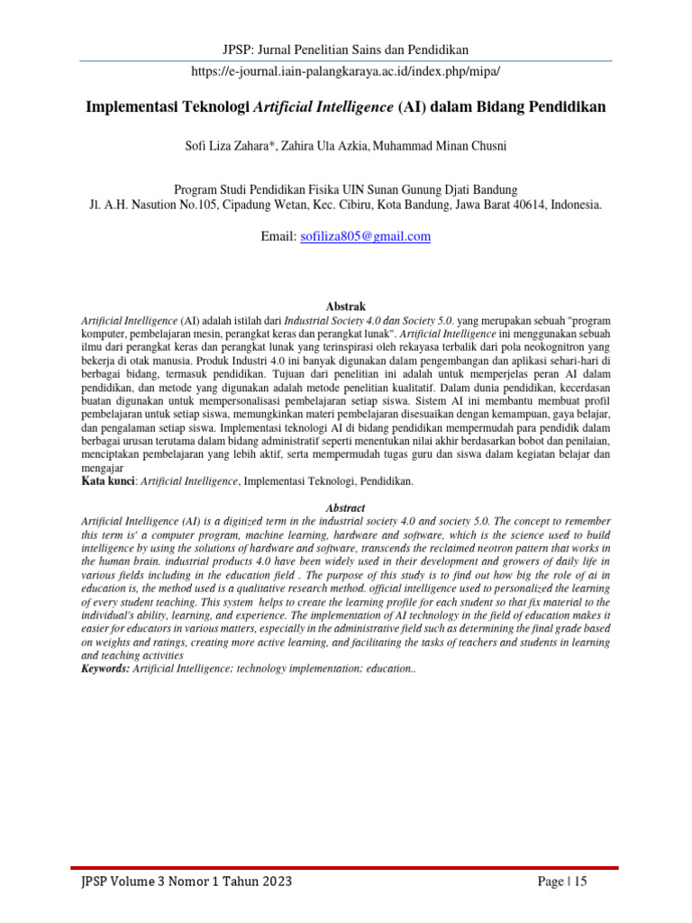 Implementasi Teknologi Artificial Intelligence Ai Pdf