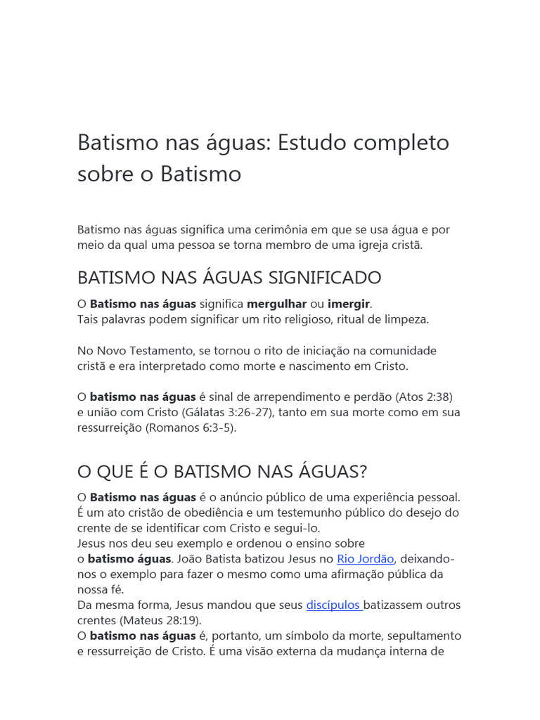 Estudo Batismo | PDF | Jesus | Batismo