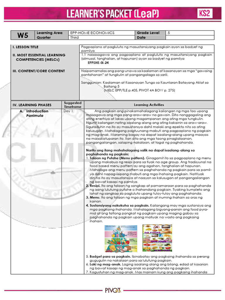 EPP HE5 Week 5 | PDF