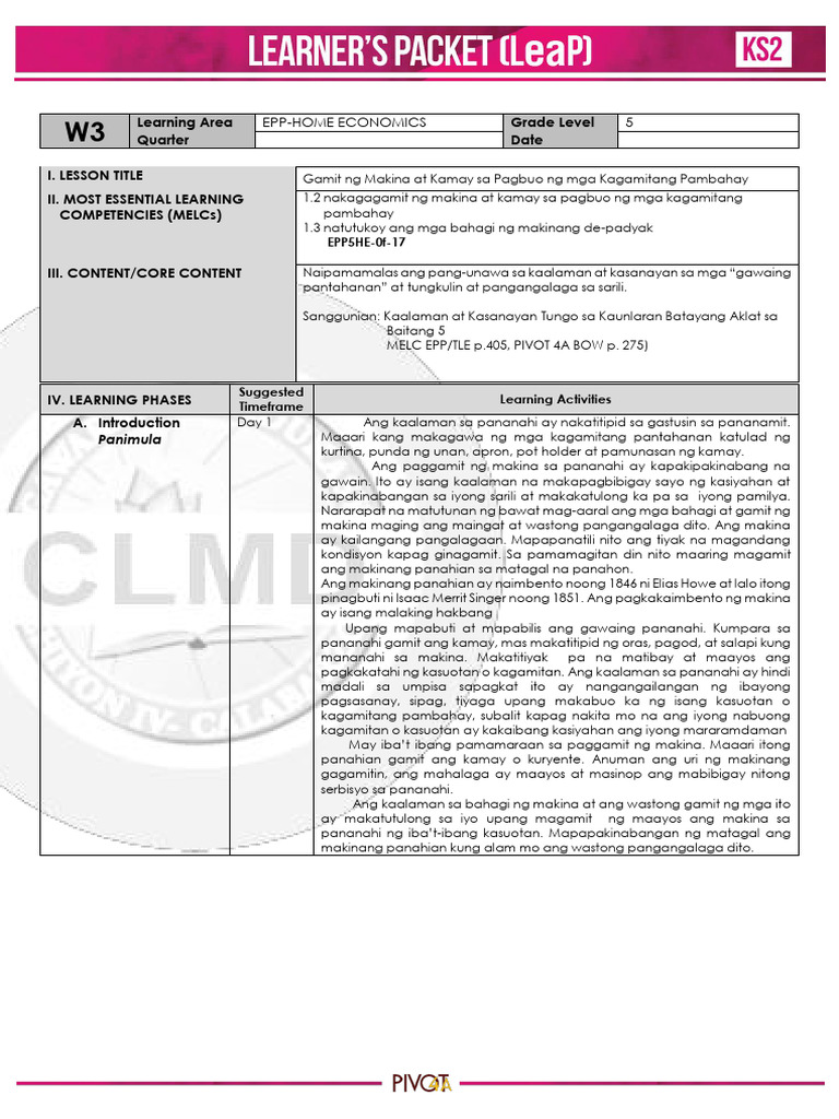 Epp Home-Economics5 Week3 | PDF