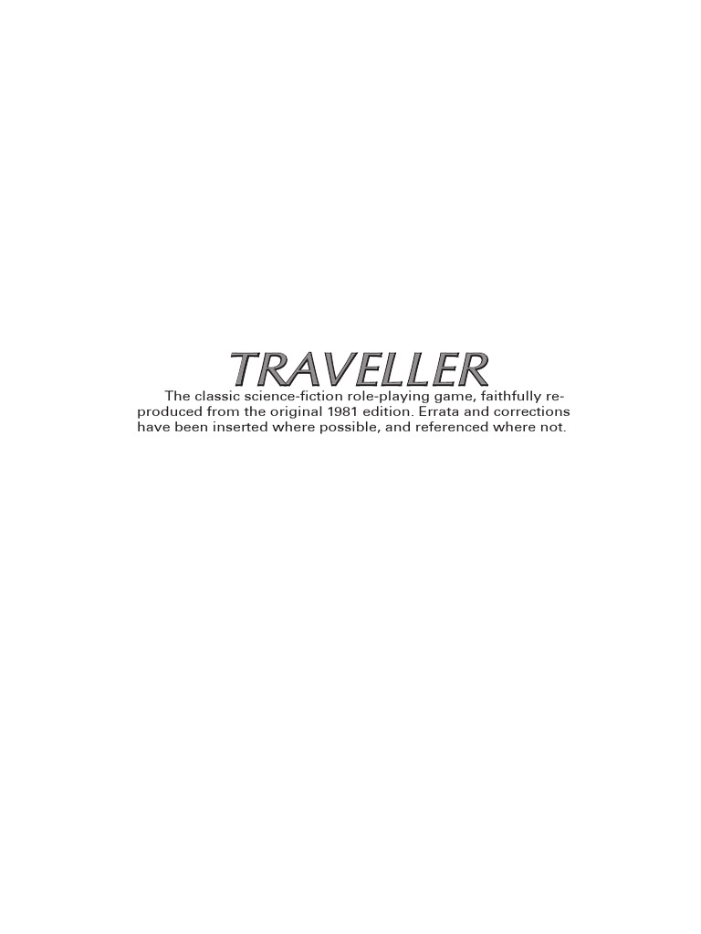 Classic Traveller Facsimile RePrint v3 162 PP From Scans Text | PDF ...