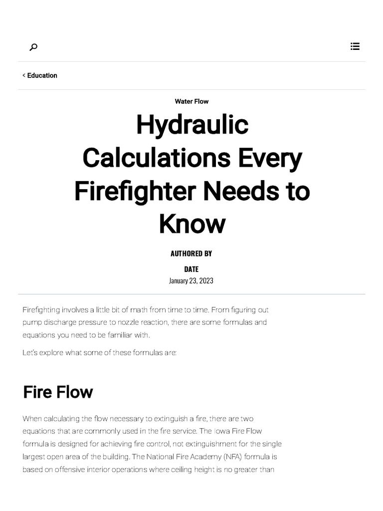 Firefighting Hydraulic Math Guide | PDF