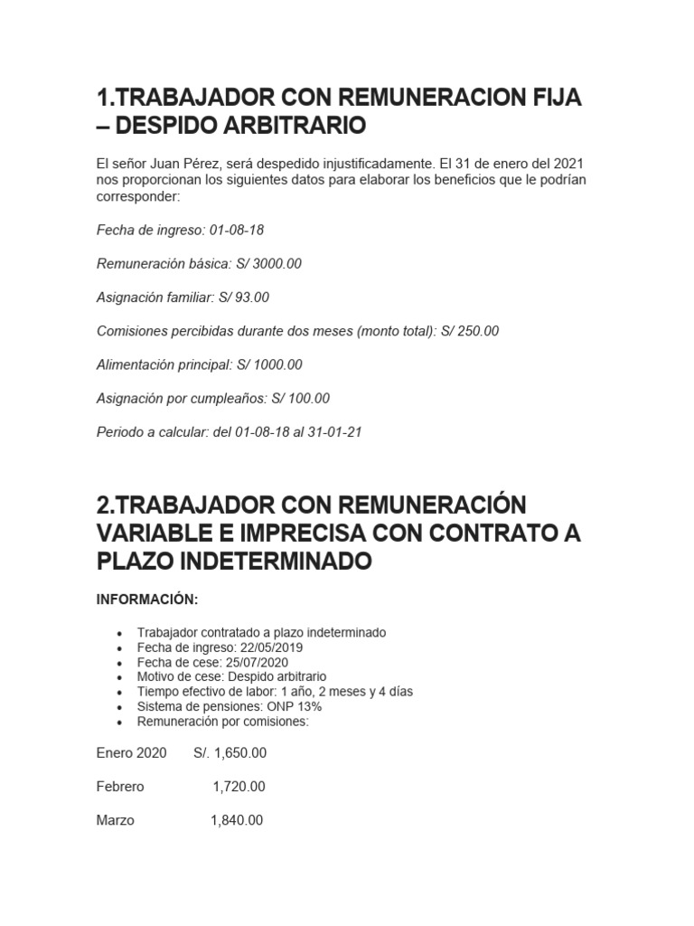 Ejercicios de Liquidación de BBSS | PDF | Derecho laboral | Salario