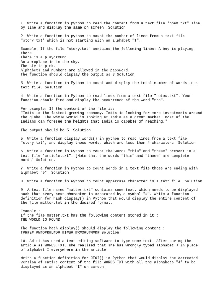 File Handling Question | PDF | Computer File | Function (Mathematics)