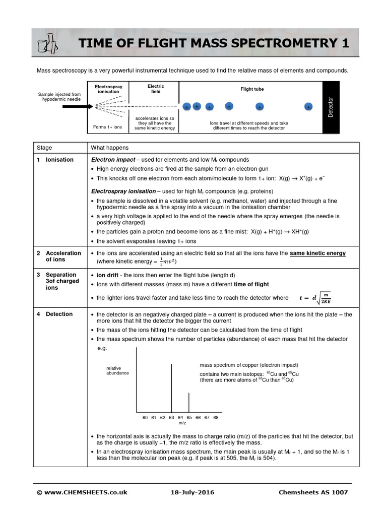 Time of Flight Mass Spectrometry 1 | PDF | Time Of Flight Mass Spectrometry | Ion