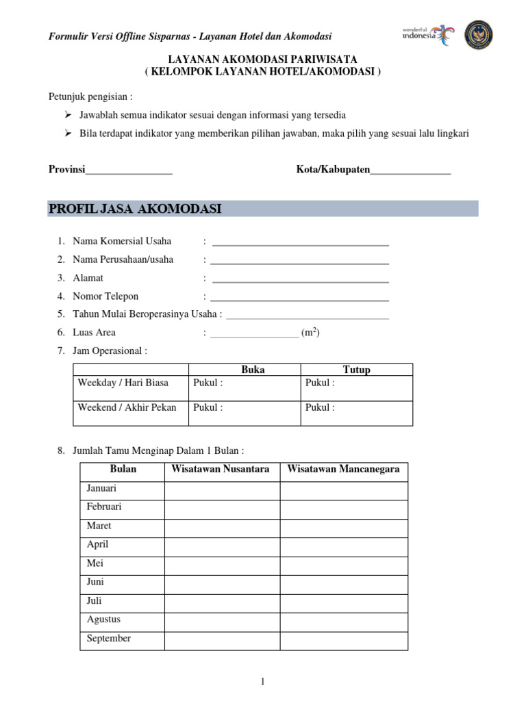 Formulir Layanan Akomodasi Hotel | PDF