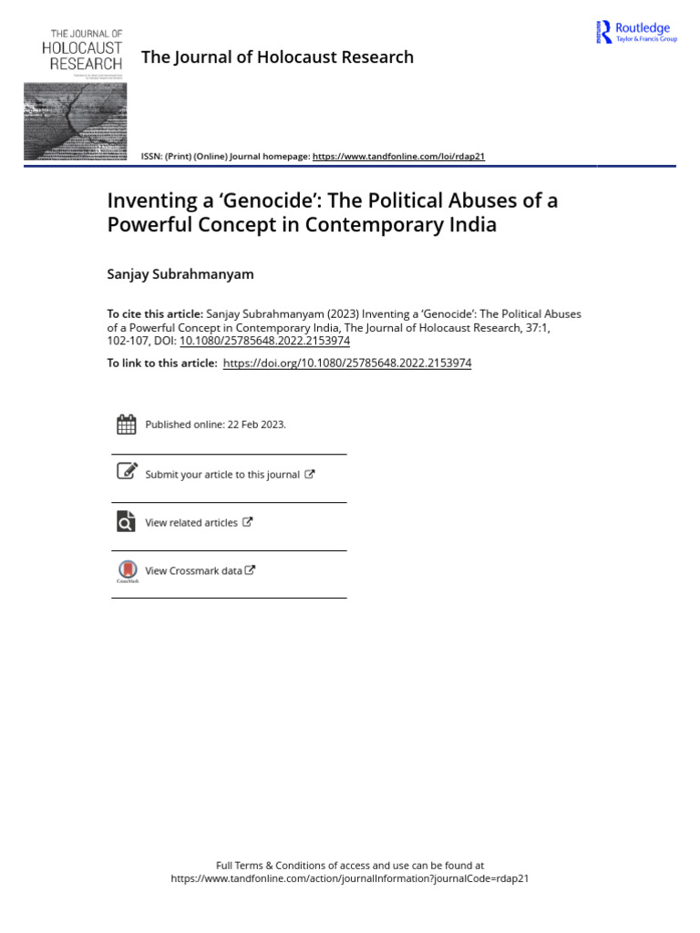 Inventing A Genocide The Political Abuse | PDF | Genocides