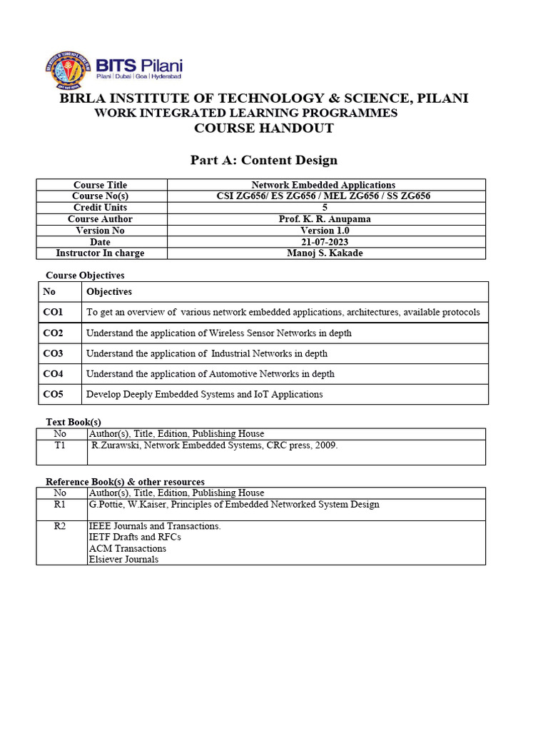 Eszg656 Course Handout | PDF | Wireless Sensor Network | Ethernet