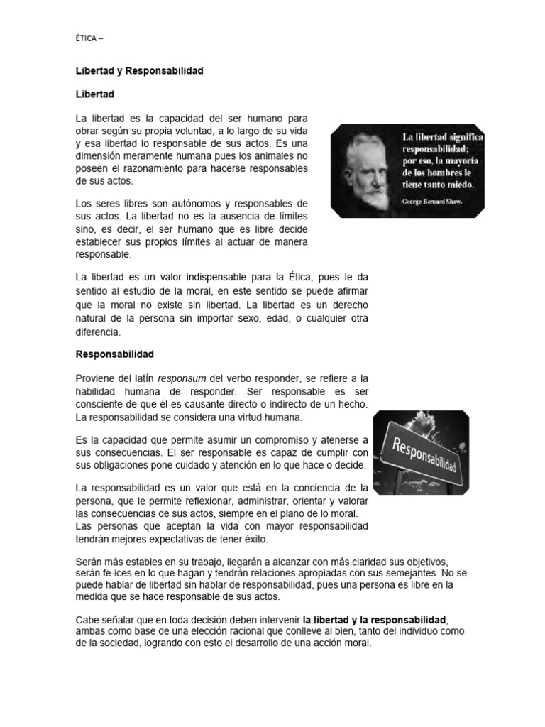 1 Libertad y Responsabilidad | PDF | Libertad | Moralidad
