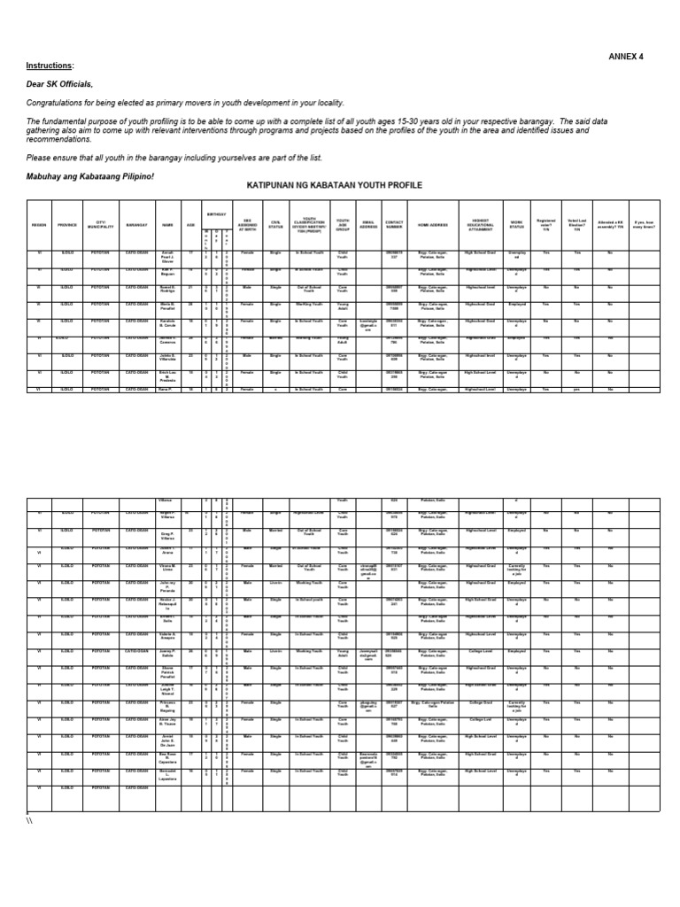 Annex 4 Word Format | PDF | Youth