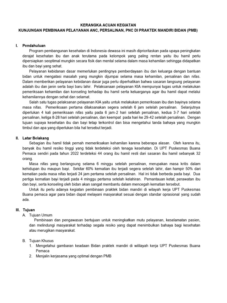 KAK Pembinaan PMB | PDF