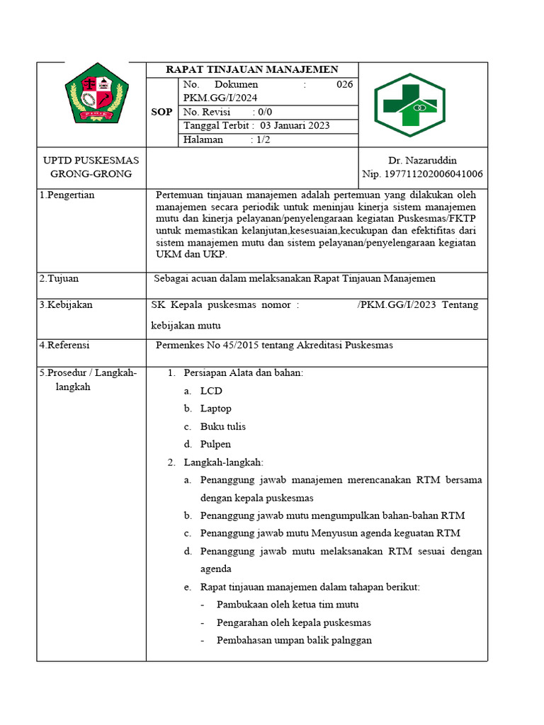 SOP RTM (AutoRecovered) | PDF