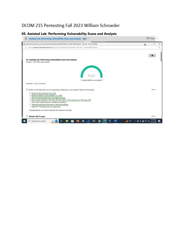 Dcom 215 Lab 05 Assisted Lab Performing Vulnerability Scans And Analysis Pdf