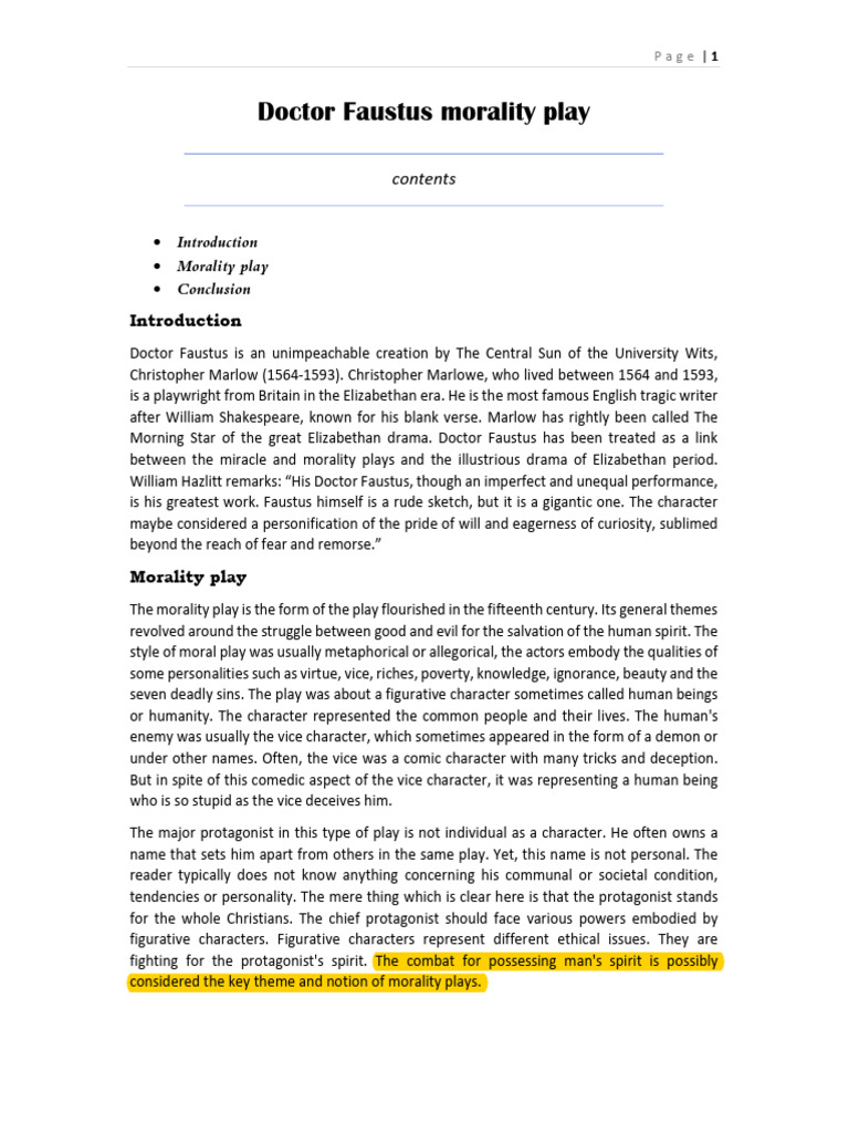 Doctor Faustus: A Morality Play Analysis | PDF | Good And Evil | Evil