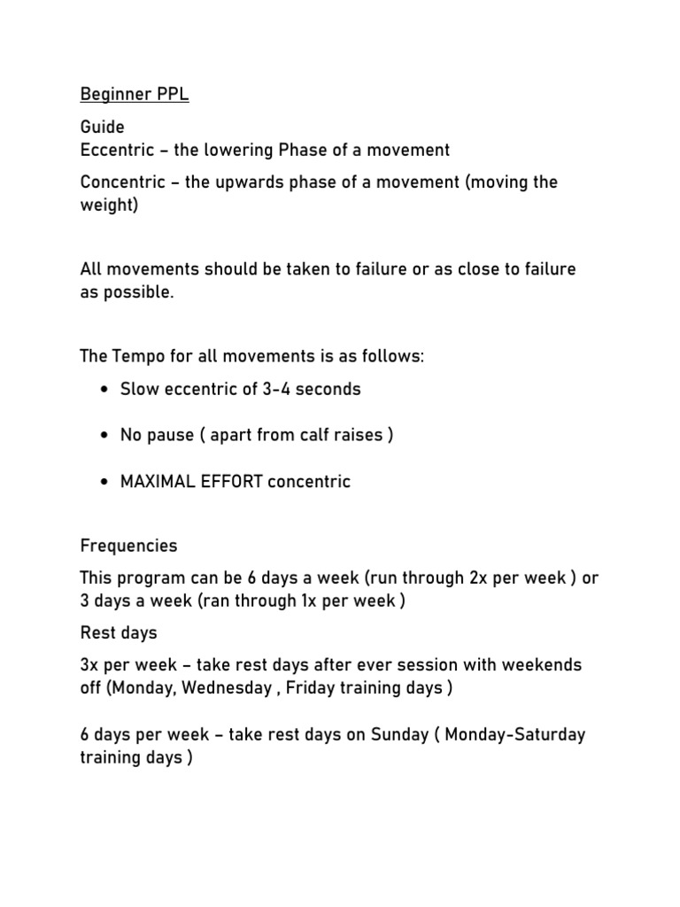Beginner PPL New | PDF | Weight Training | Physical Exercise