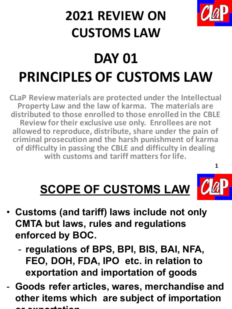 Principles of Customs Law Overview | PDF | Business