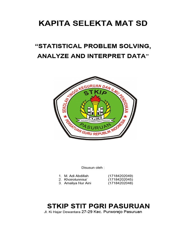 Statistical Problem Solving, Analyze and Interpret Data | PDF