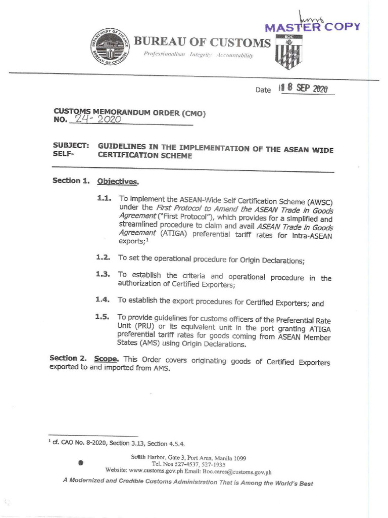CMO-24-2020-Asean-Wide-Cert - Copy | PDF
