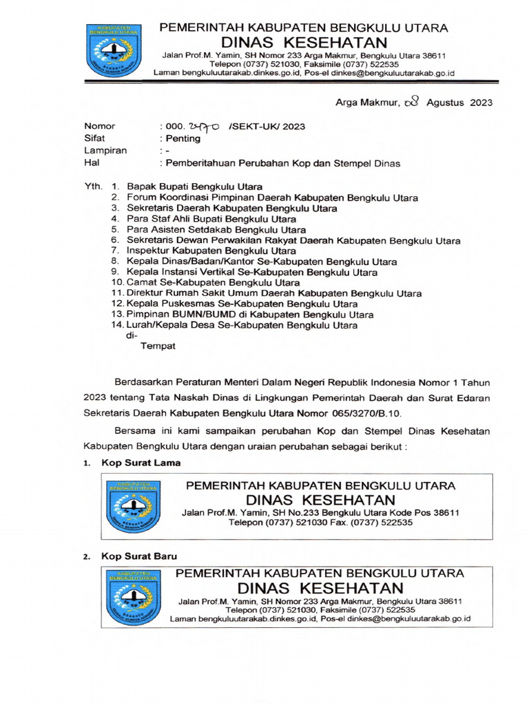 Kop Dan Stempel Dinkes | PDF