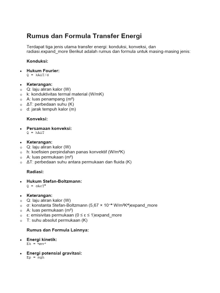 Rumus Dan Formula Transfer Energi | PDF