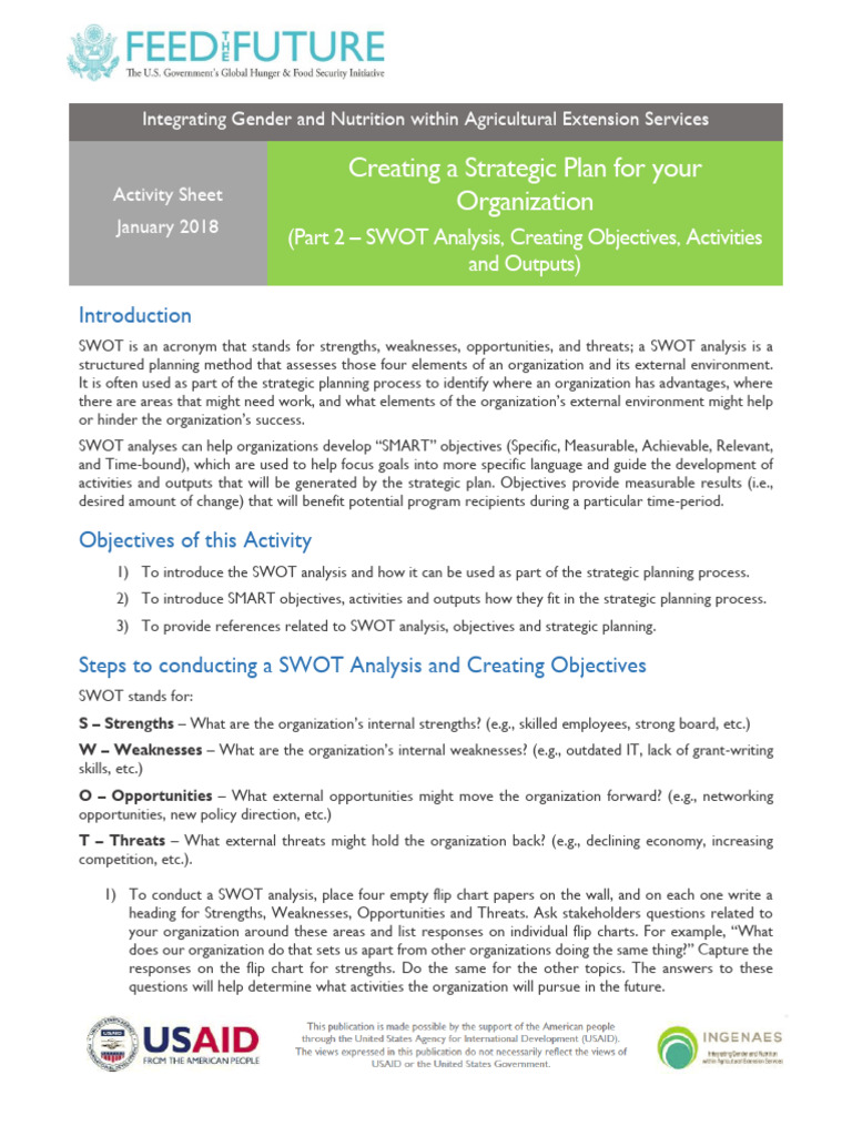 ING Activity Sheet 2018 - 01 Strategic Planning Part 2 Colverson | PDF ...