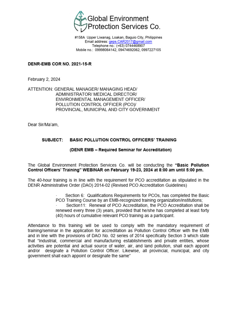 Basic PCO Training Invite | PDF