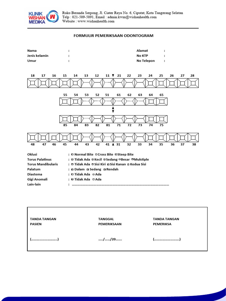 Formulir Pemeriksaan Odontogram | PDF