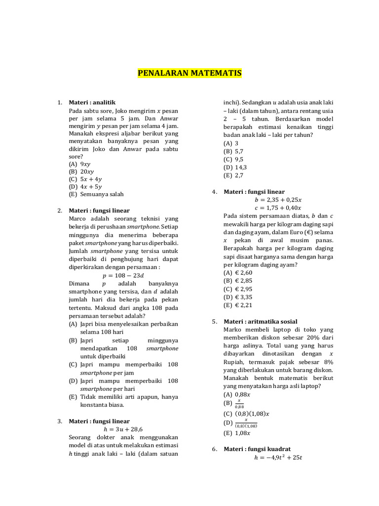 (SNBT-PM) Paket Soal 10 | PDF